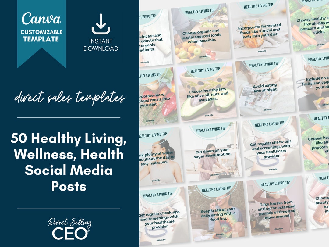 50 Healthy Living Wellness Tips Social Media Posts, Health Canva ...