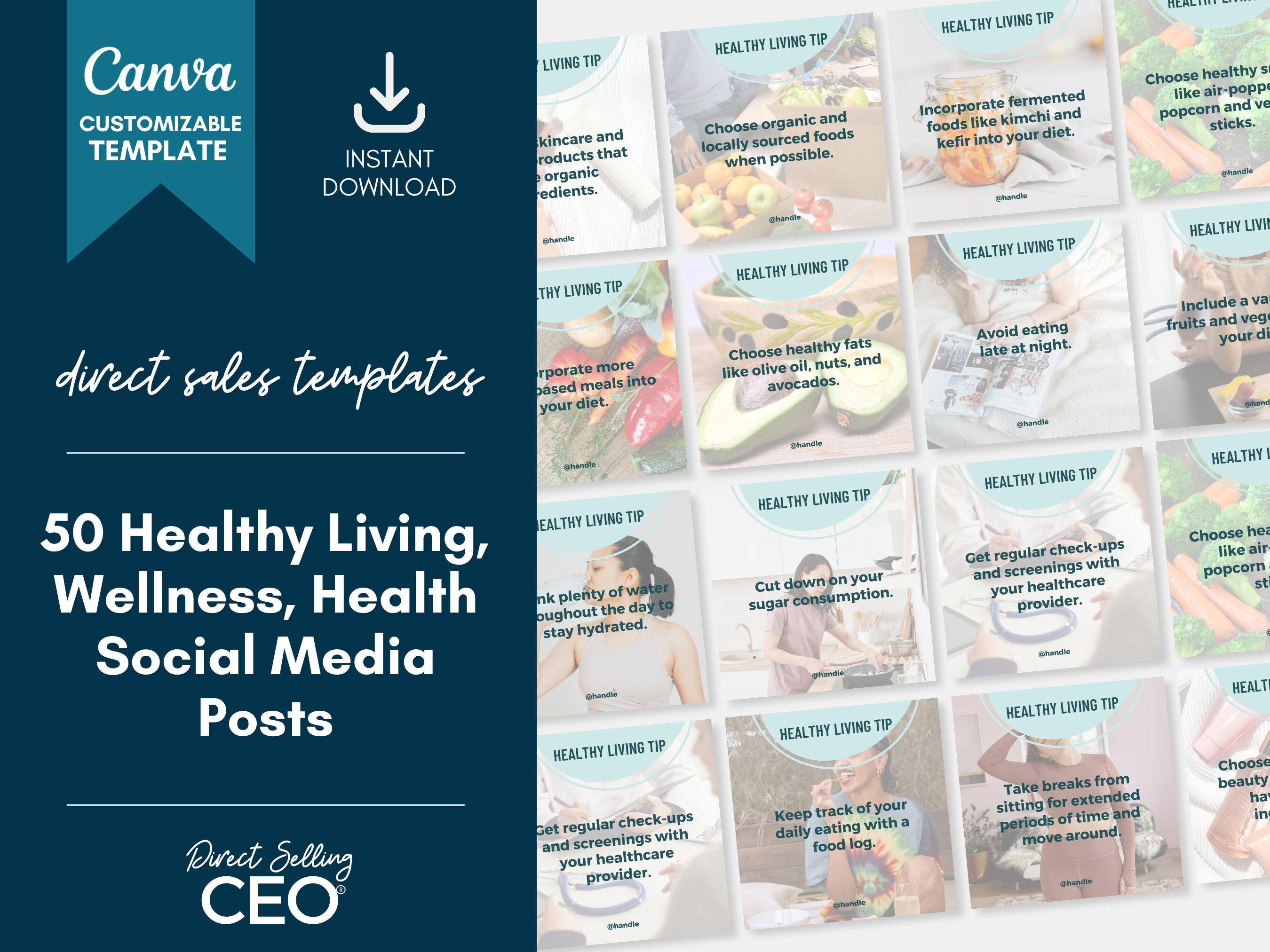 50 Healthy Living Wellness Tips Social Media Posts, Health Canva ...