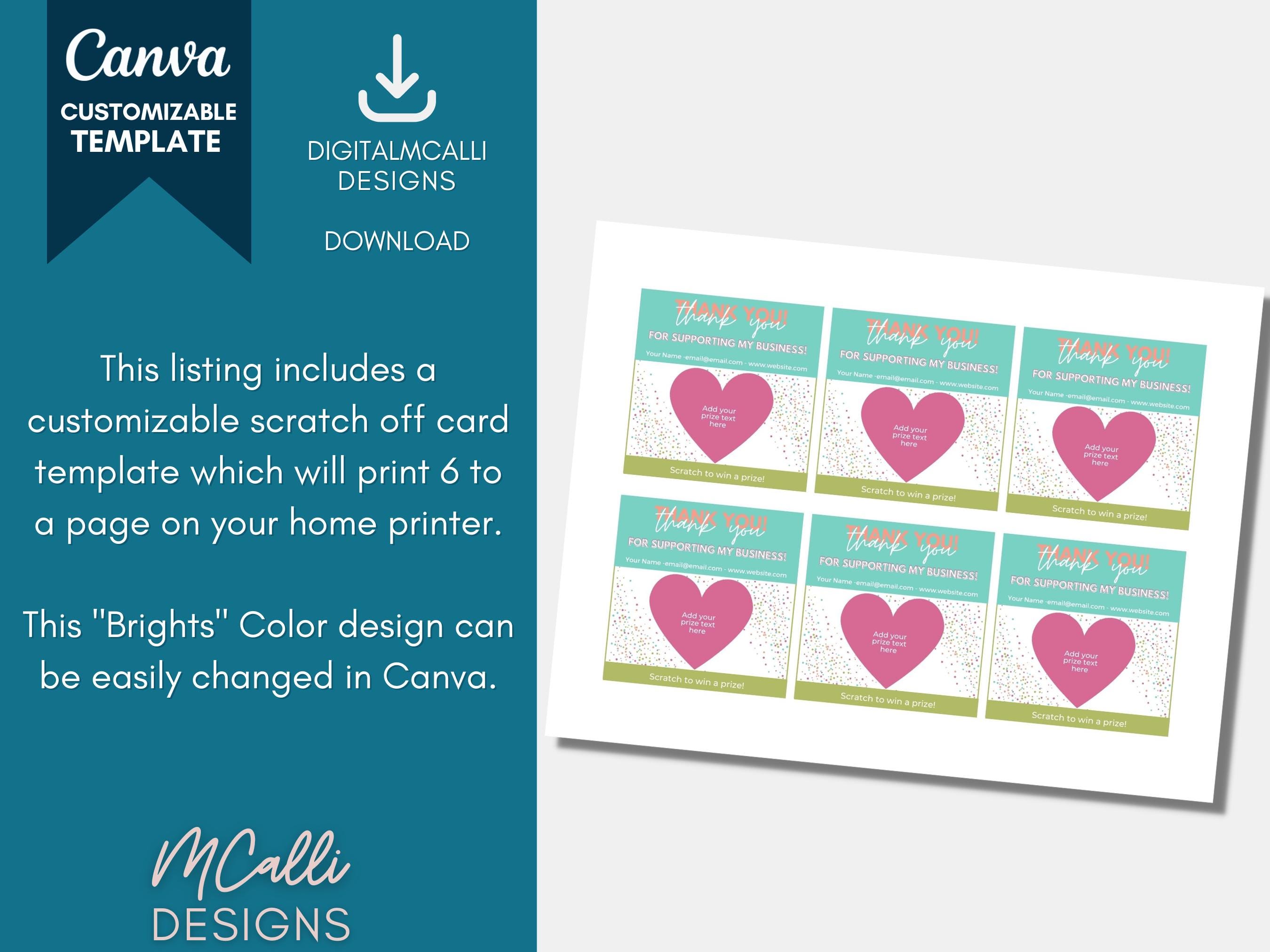Square Scratch off Card Template, Printable Scratch off Card, Scratch ...