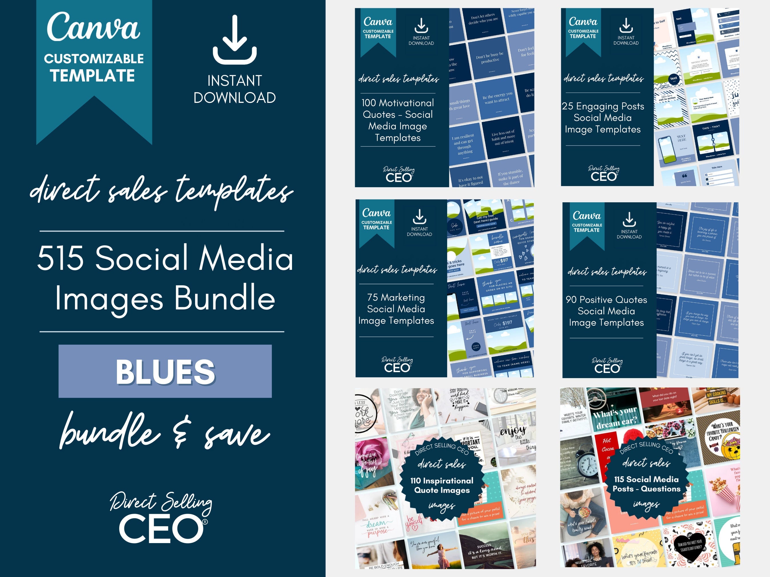 BUNDLE 515 Social Media Images, Instagram Posts, Canva Templates, Done ...