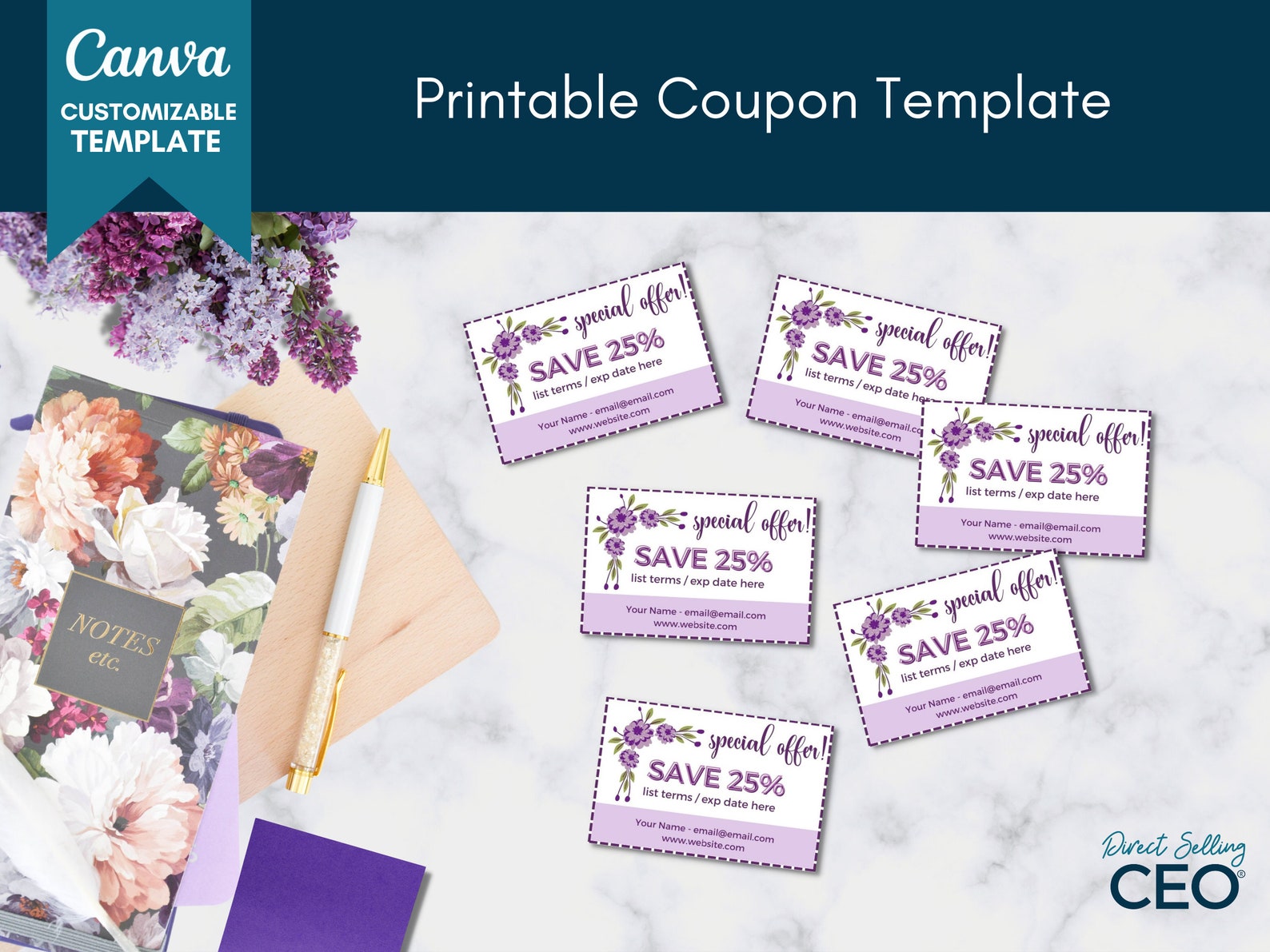 Direct Sales Editable Printable Coupon Template, Canva Coupon Template ...