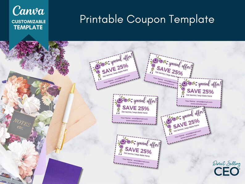 Direct Sales Editable Printable Coupon Template, Canva Coupon Template ...