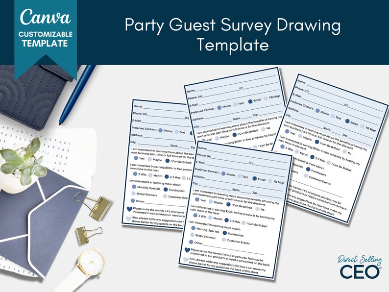 Direct Sales Party Guest Survey Printable, Customer Lead Form, Party ...