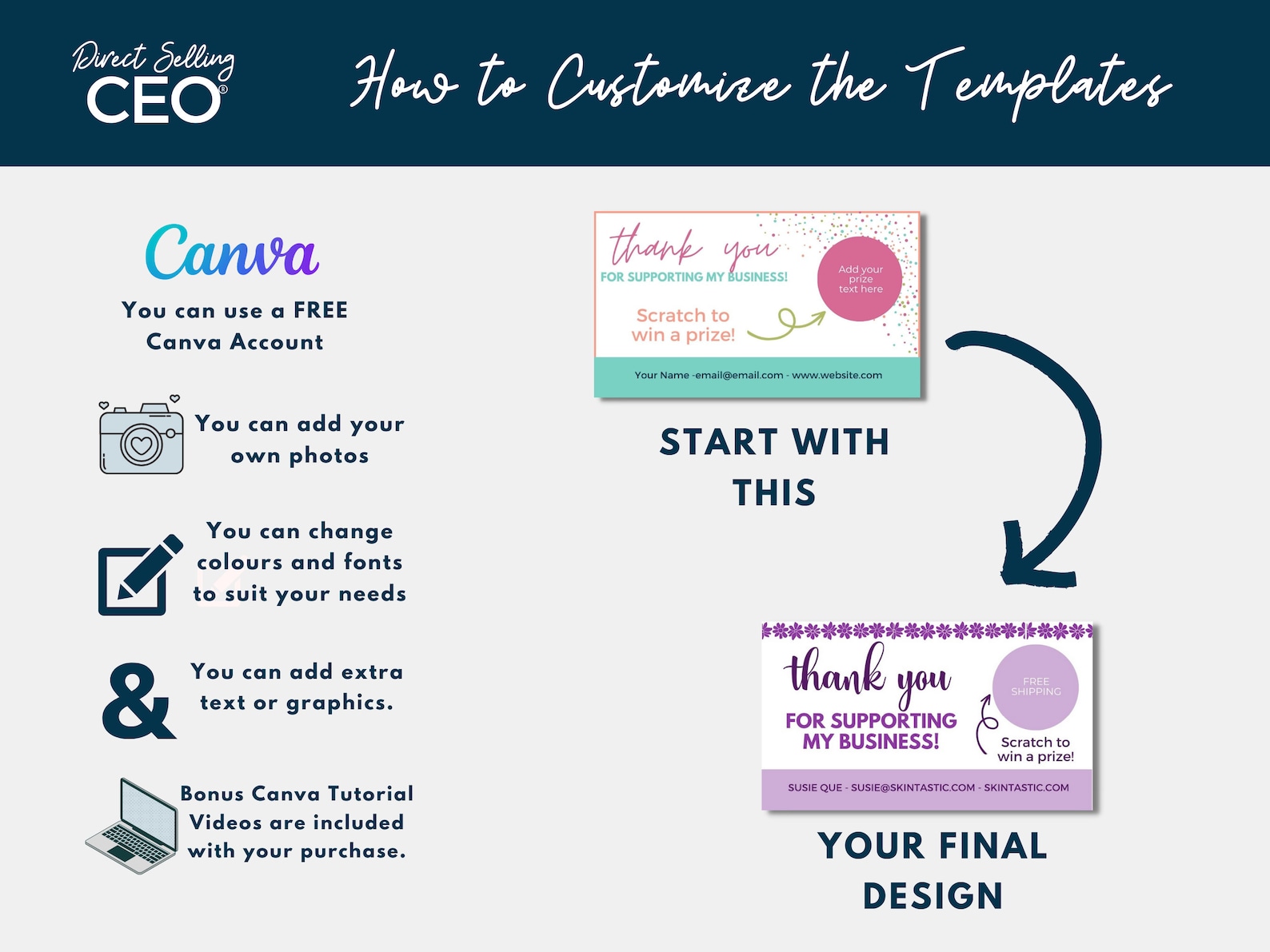 Direct Sales Scratch off Card Template, Printable Scratch off Card ...