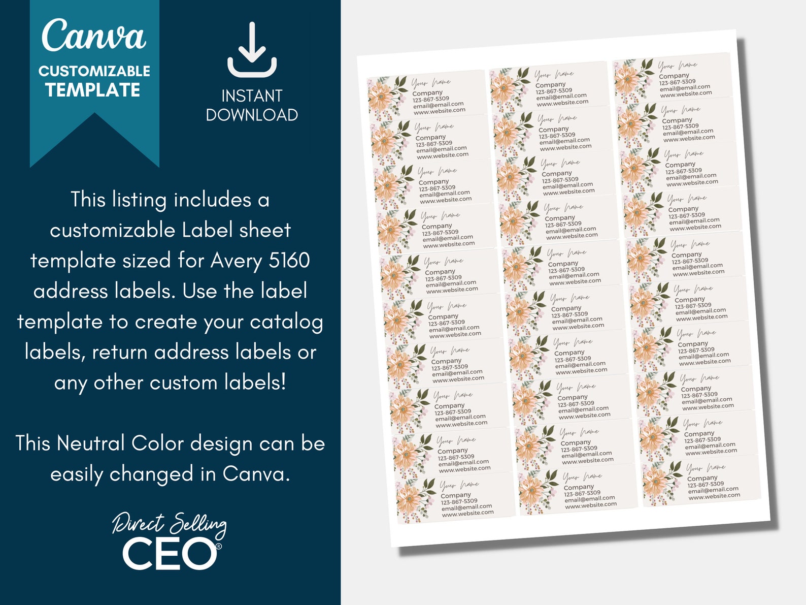 Customizable Catalog Label, Editable Address Label Canva Template ...