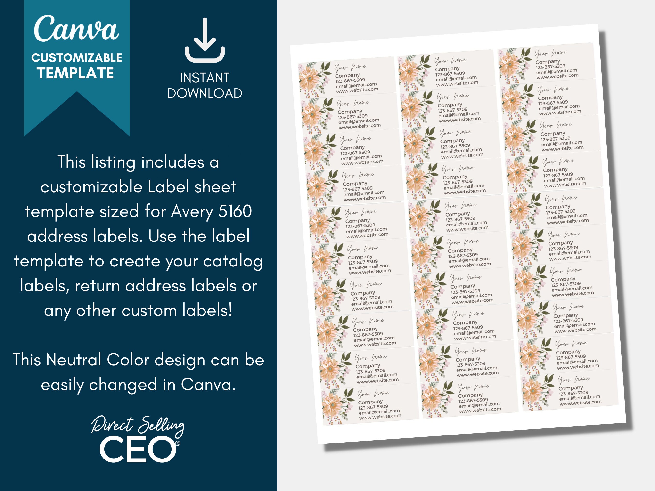 Customizable Catalog Label, Editable Address Label Canva Template ...