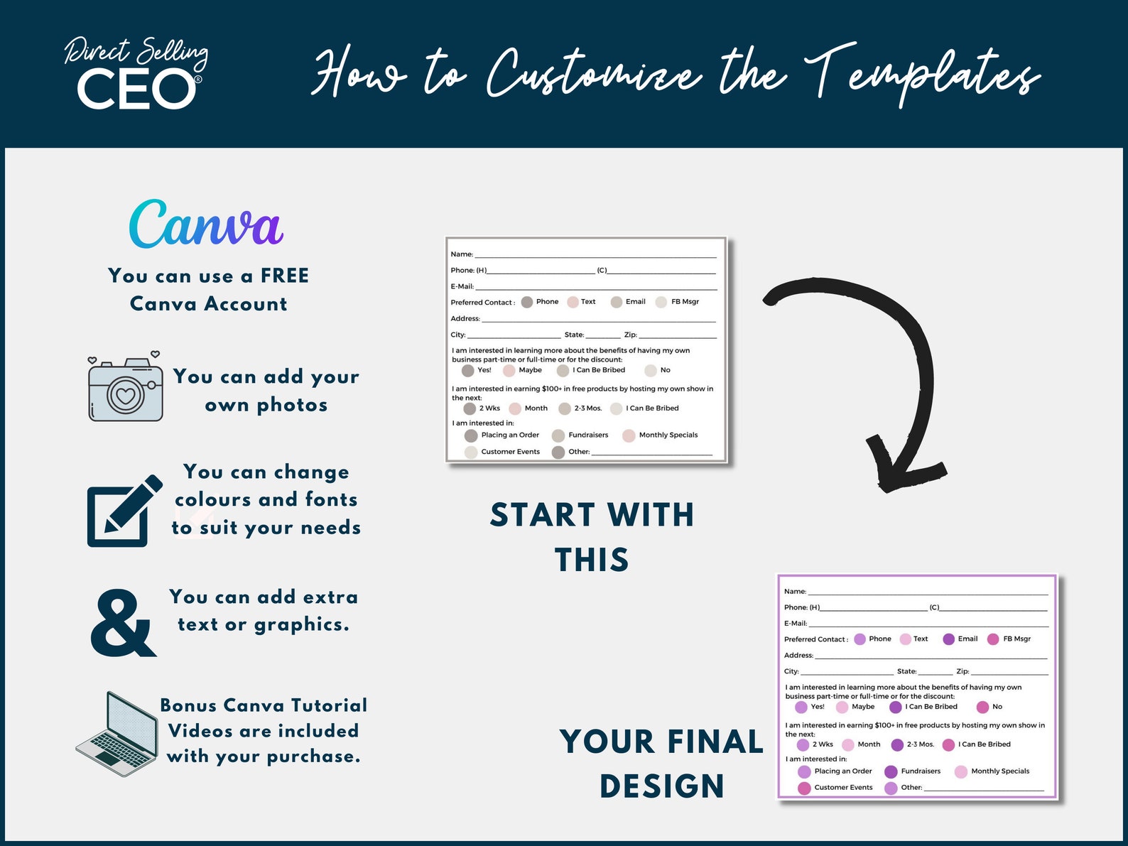 Direct Sales Printable Customer Info Form, Event Survey Form Printable ...