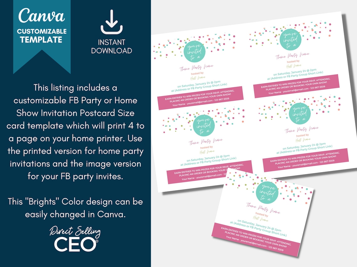 Direct Sales Party Invitation Editable, Customizable Party Invite ...