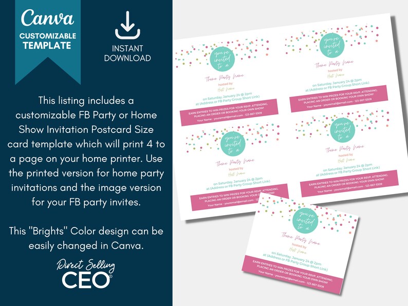 Direct Sales Party Invitation Editable, Customizable Party Invite ...