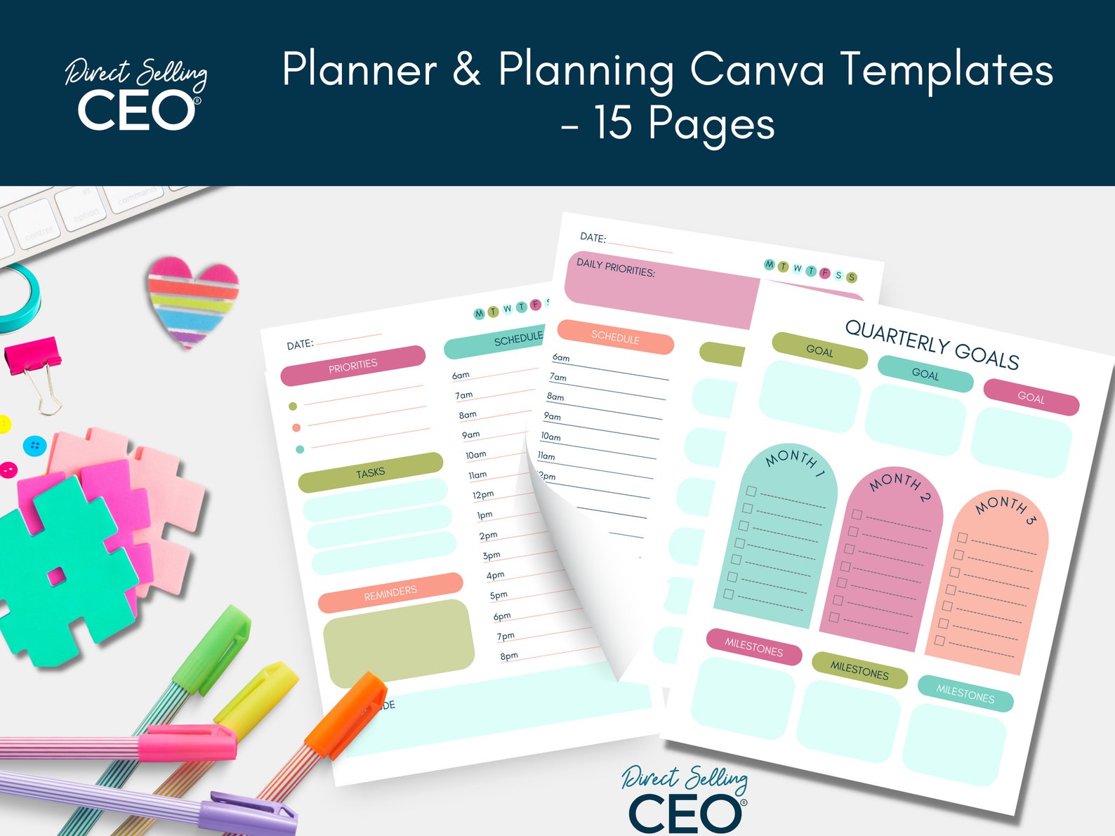 Canva Planner Template Set, Weekly Planner Template, Daily Planner ...