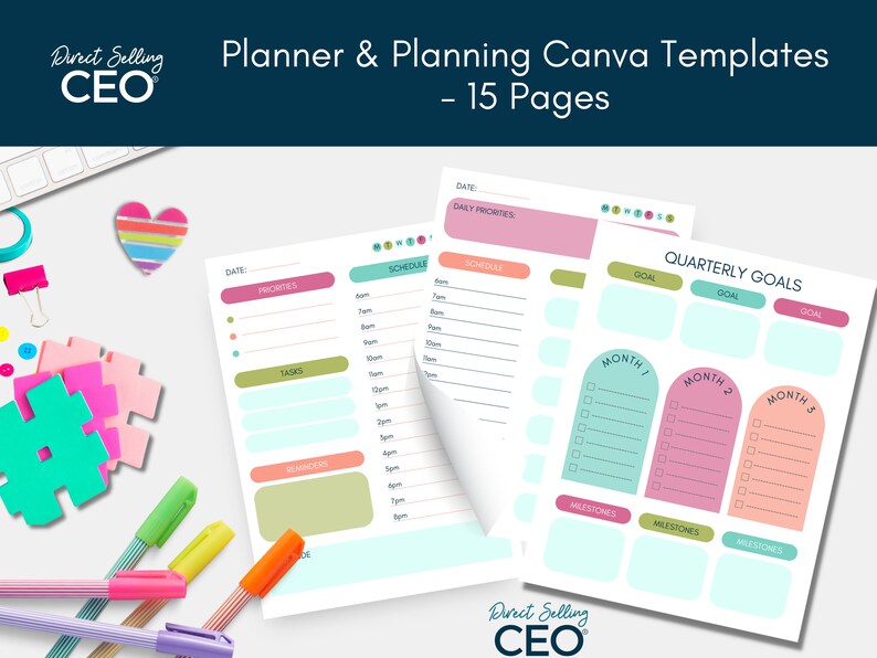 Canva Planner Template Set, Weekly Planner Template, Daily Planner ...
