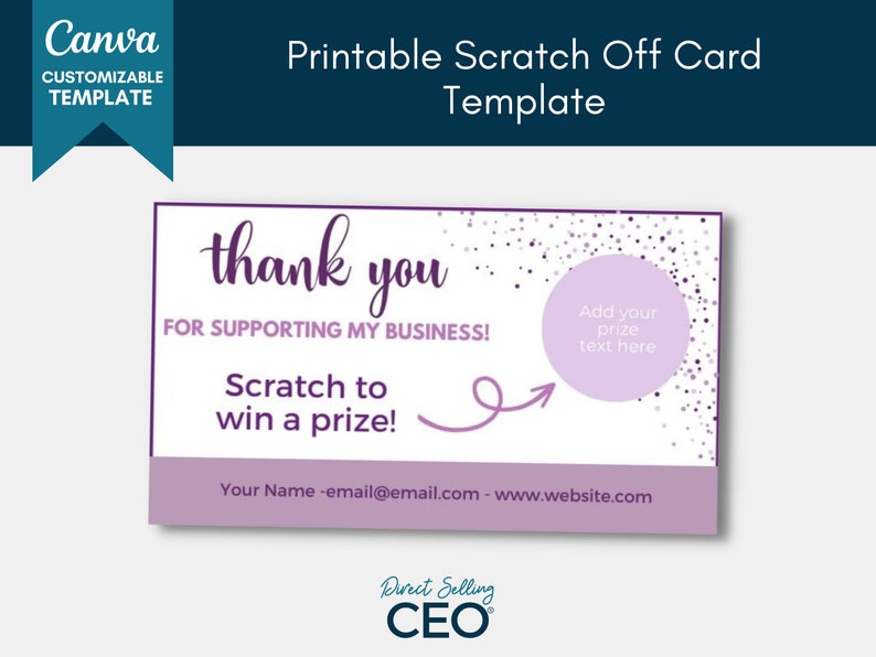Direct Sales Scratch off Card Template, Printable Scratch off Card ...