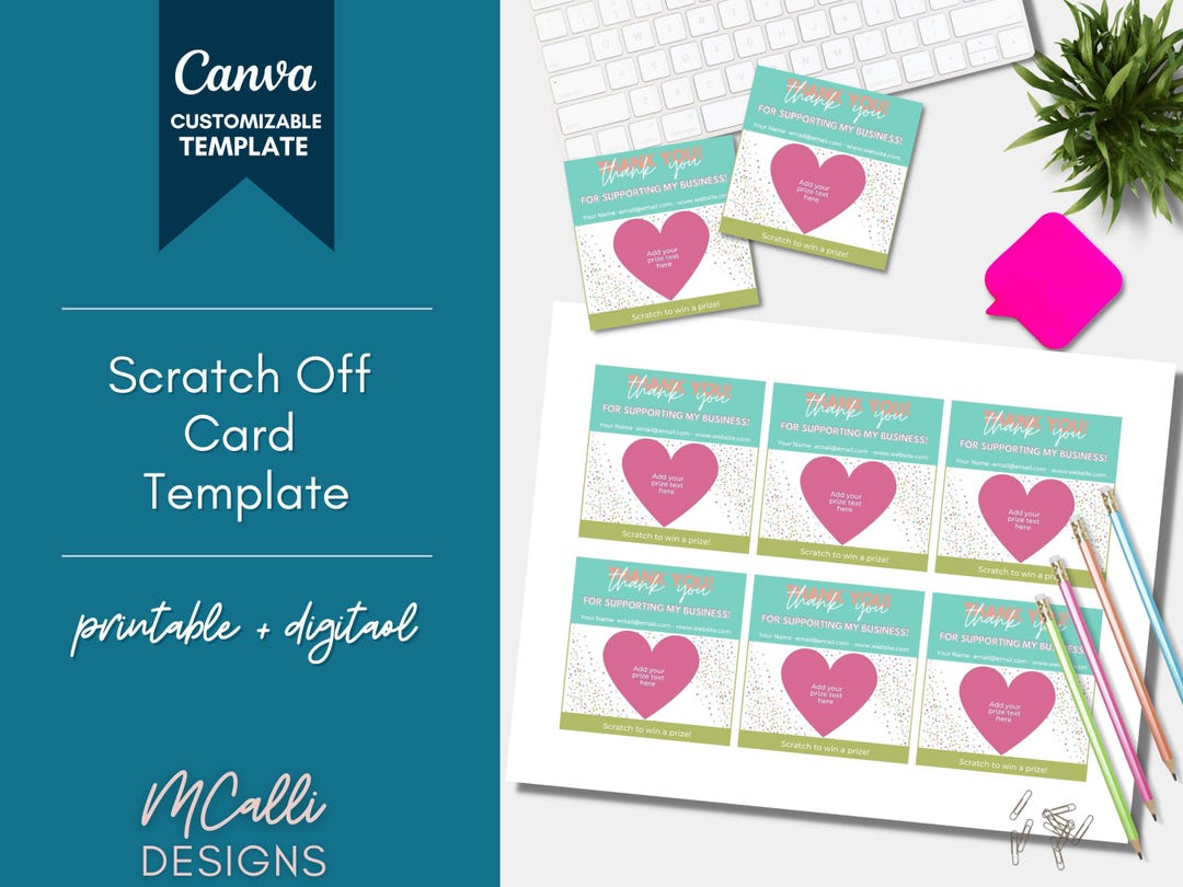 Square Scratch off Card Template, Printable Scratch off Card, Scratch ...
