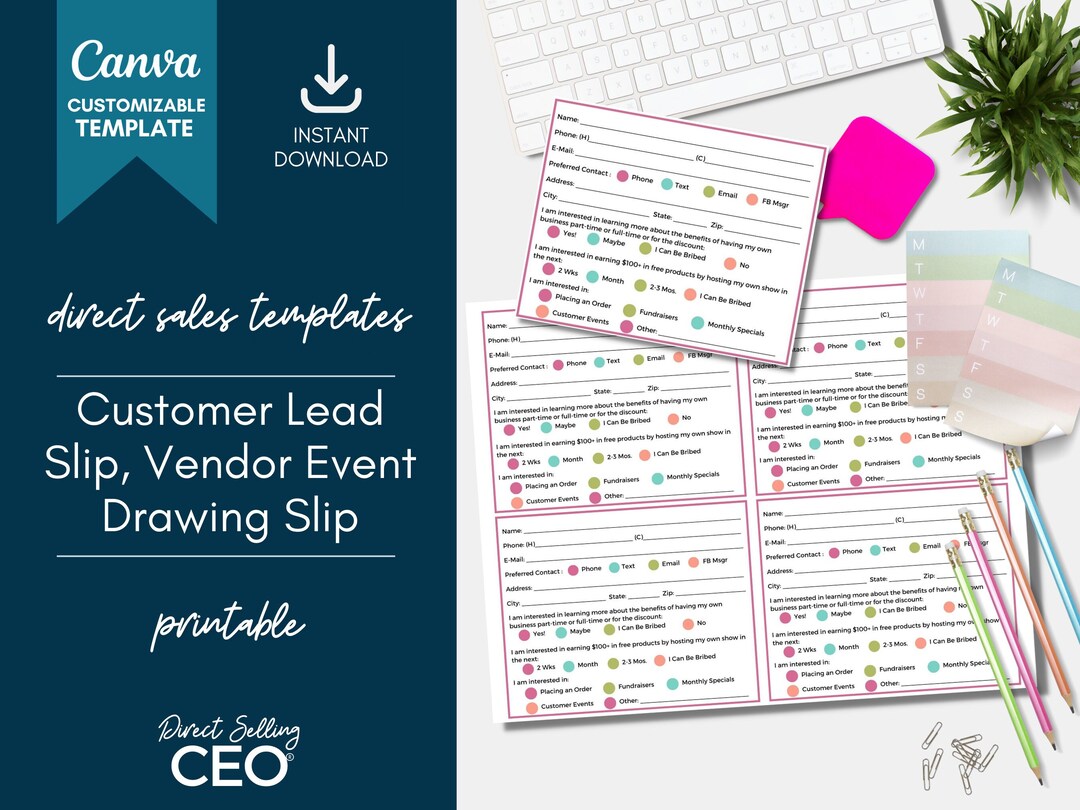 Direct Sales Printable Customer Info Form, Event Survey Form Printable ...