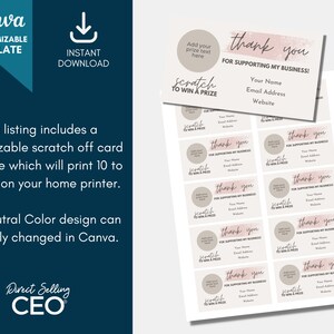 Direct Sales Scratch off Card Template, Printable Scratch off Card ...