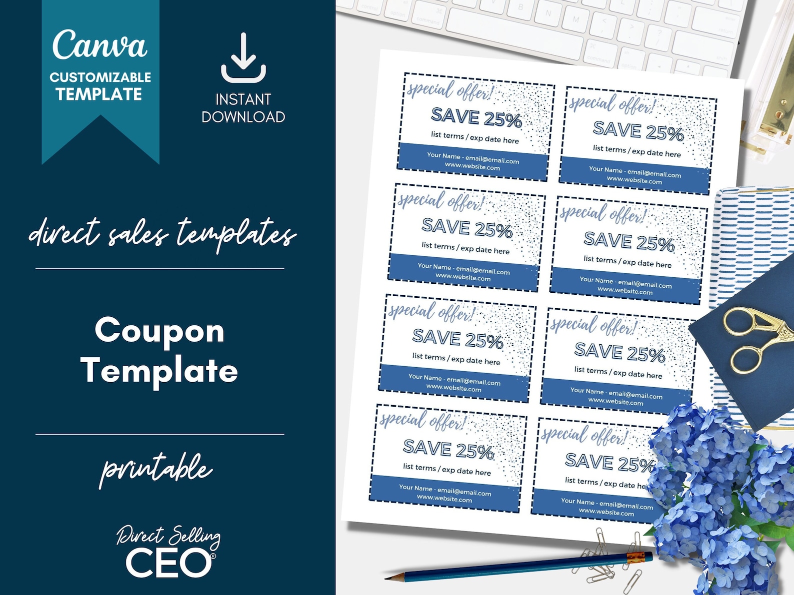 Direct Sales Editable Printable Coupon Template, Canva Coupon Template ...