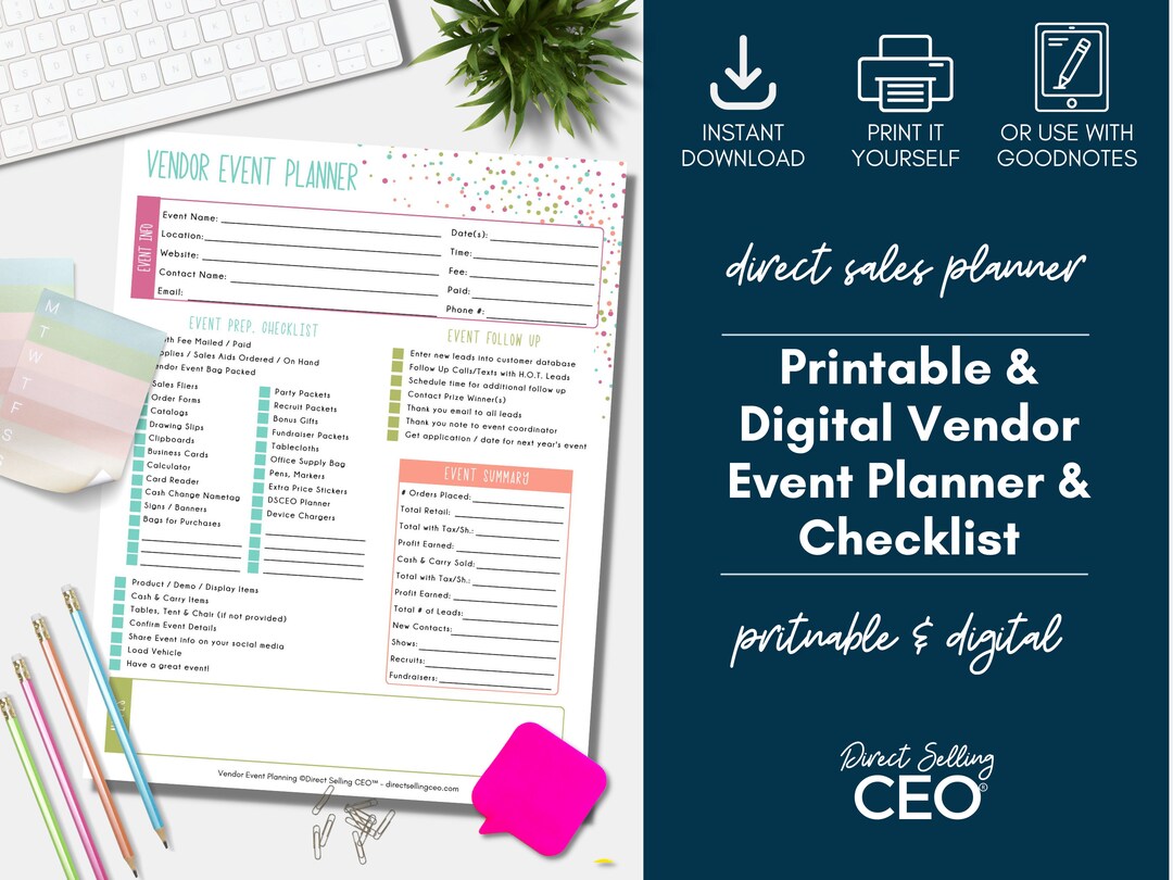 Vendor Event Checklist for Direct Sellers, Direct Sales Vendor Events ...