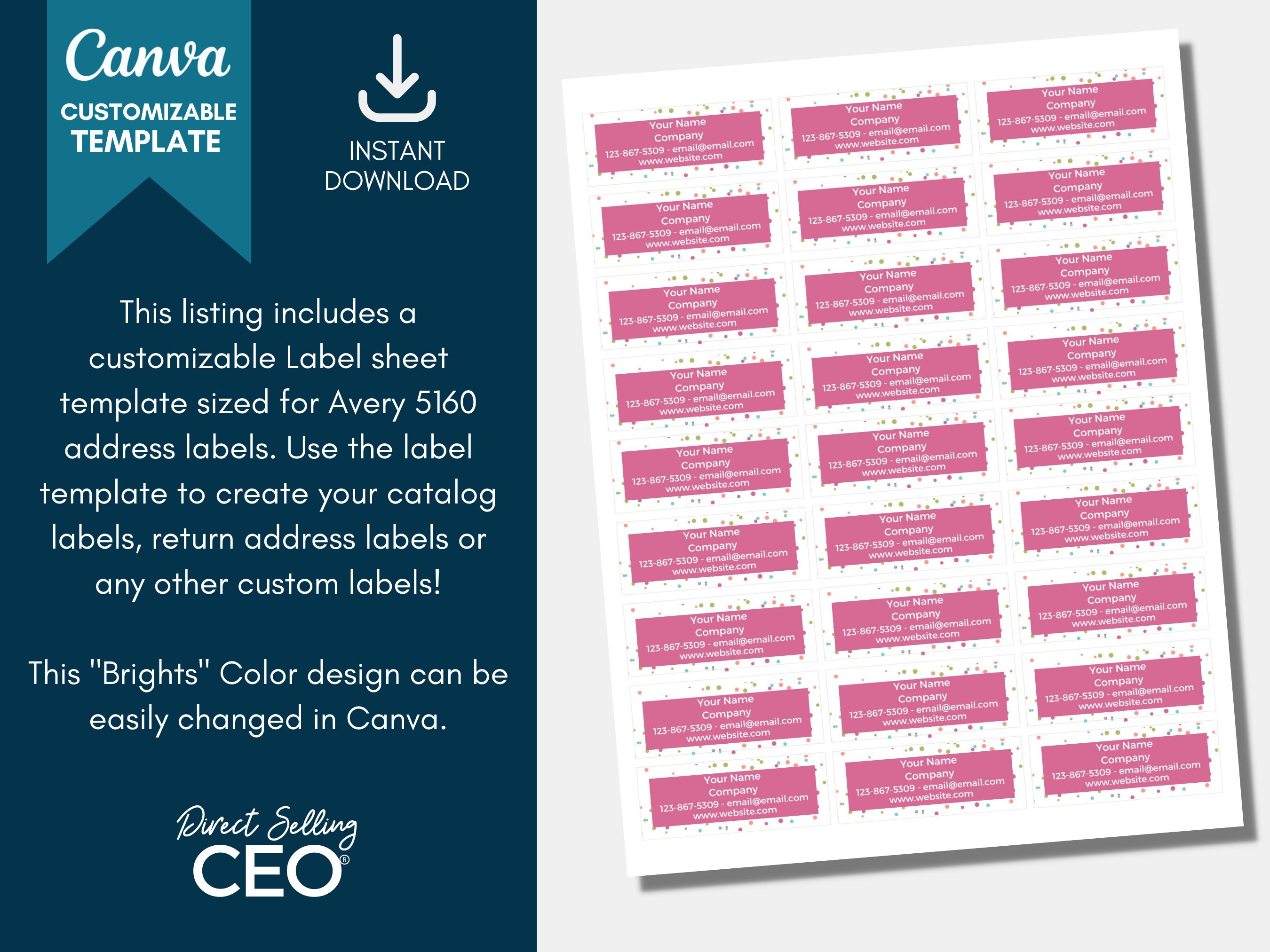 Customizable Catalog Label, Editable Address Label Canva Template ...