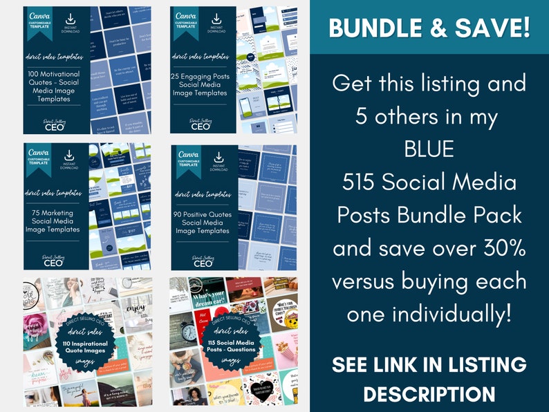 Direct Sales 90 Positive Social Media Instagram Posts, Motivational ...