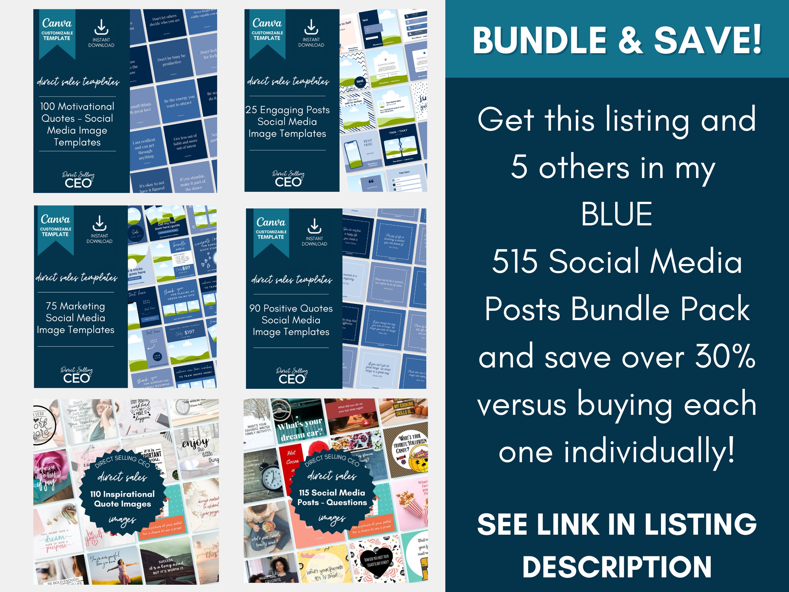 Direct Sales 90 Positive Social Media Instagram Posts, Motivational ...