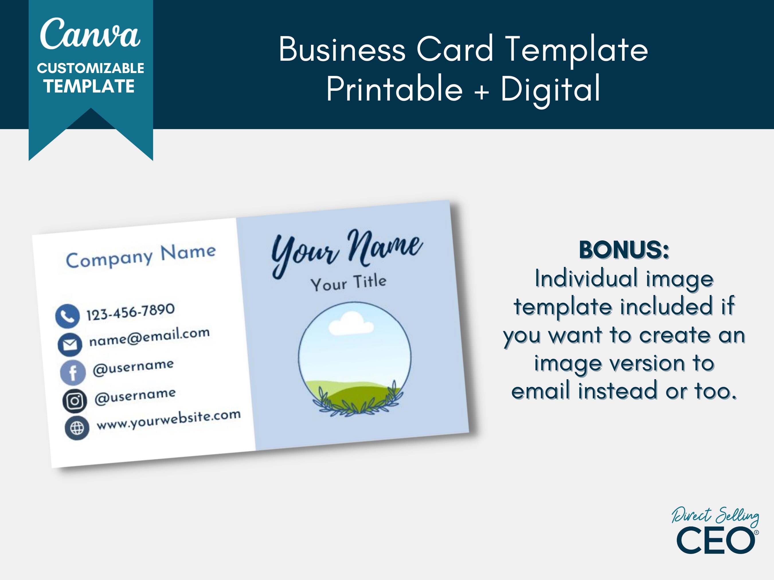 Direct Sales Business Card Canva Template, Editable Business Card ...