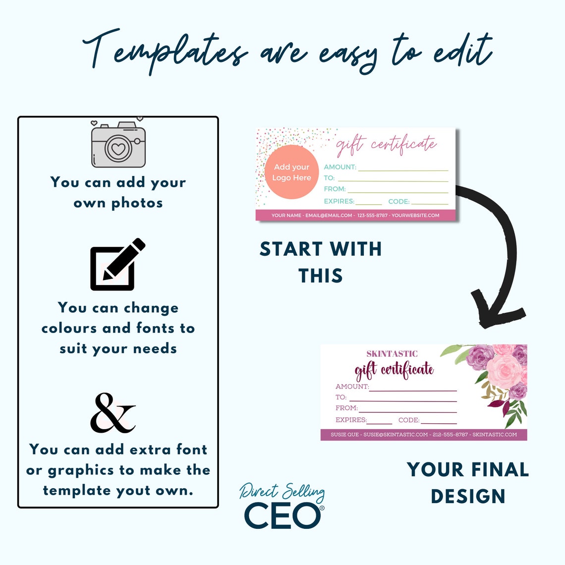 Direct Sales Gift Certificate Canva Template Editable Gift - Etsy