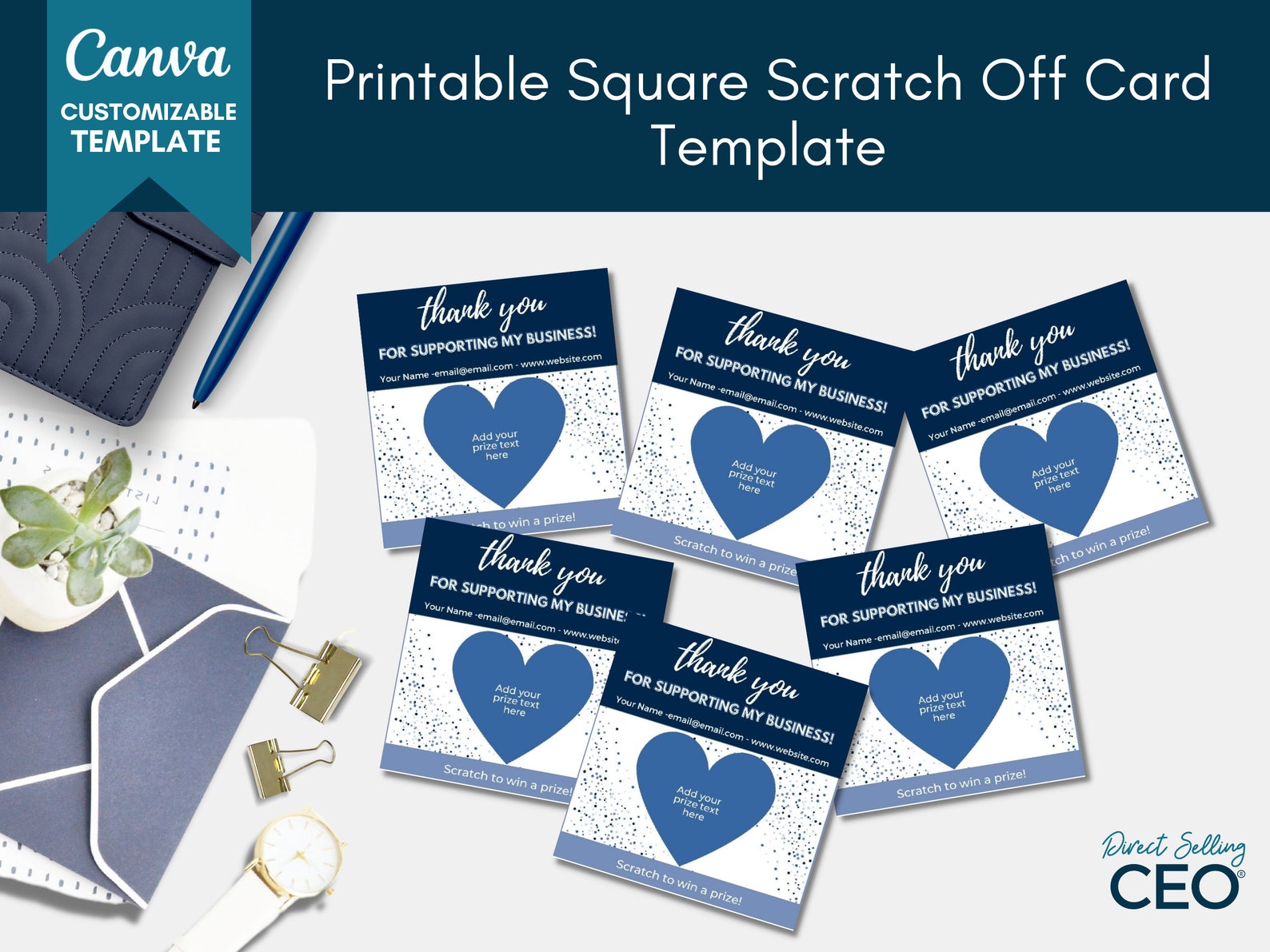 Direct Sales Square Scratch off Card Template, Printable Scratch off ...