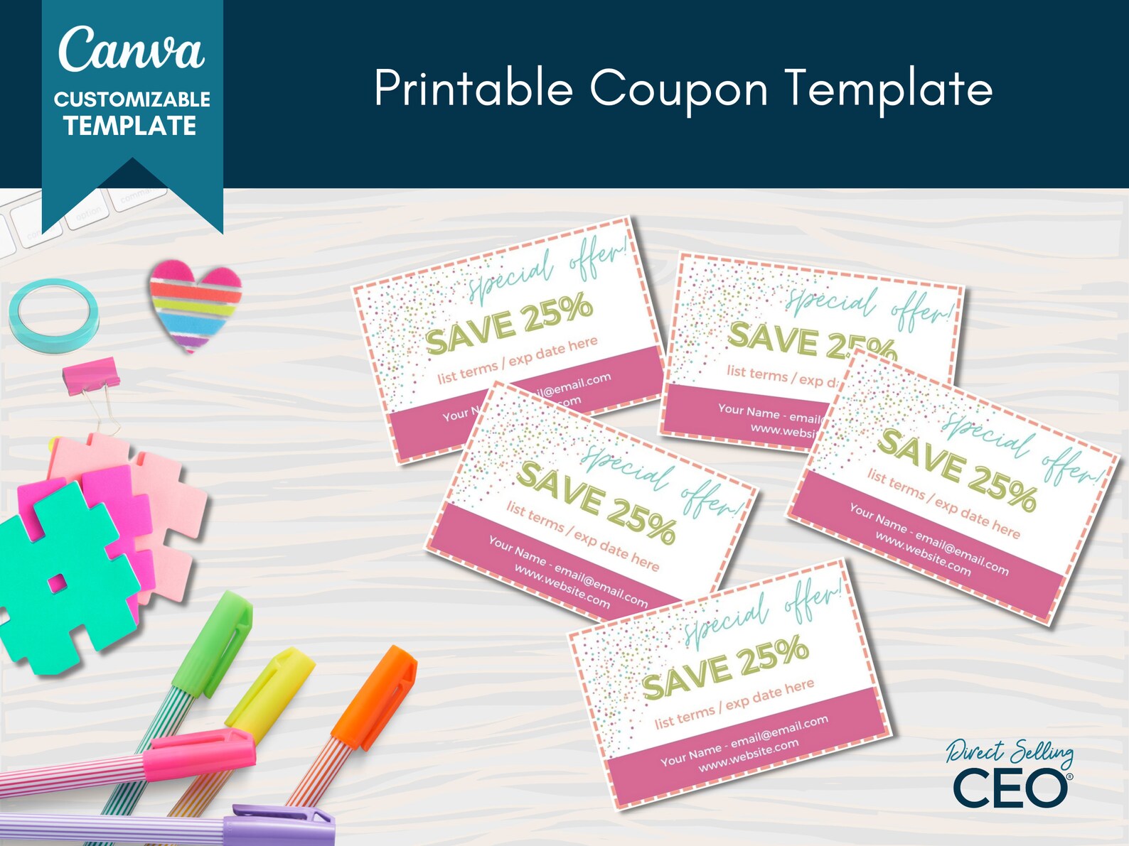 Direct Sales Editable Printable Coupon Template, Canva Coupon Template ...