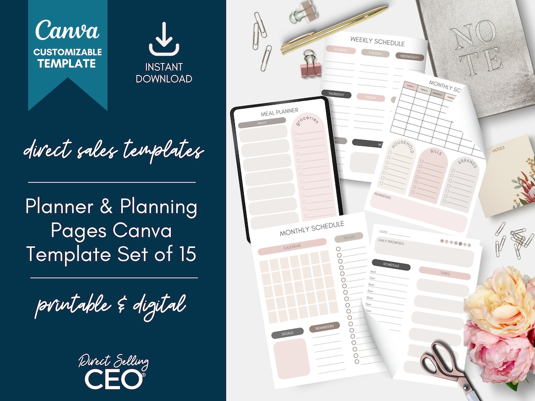 Canva Planner Template Set, Weekly Planner Template, Daily Planner ...