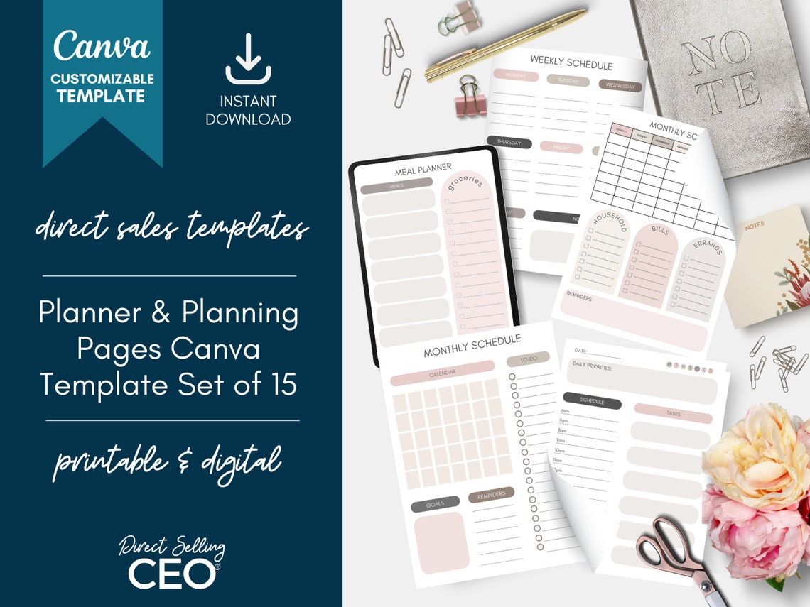 Canva Planner Template Set, Weekly Planner Template, Daily Planner ...