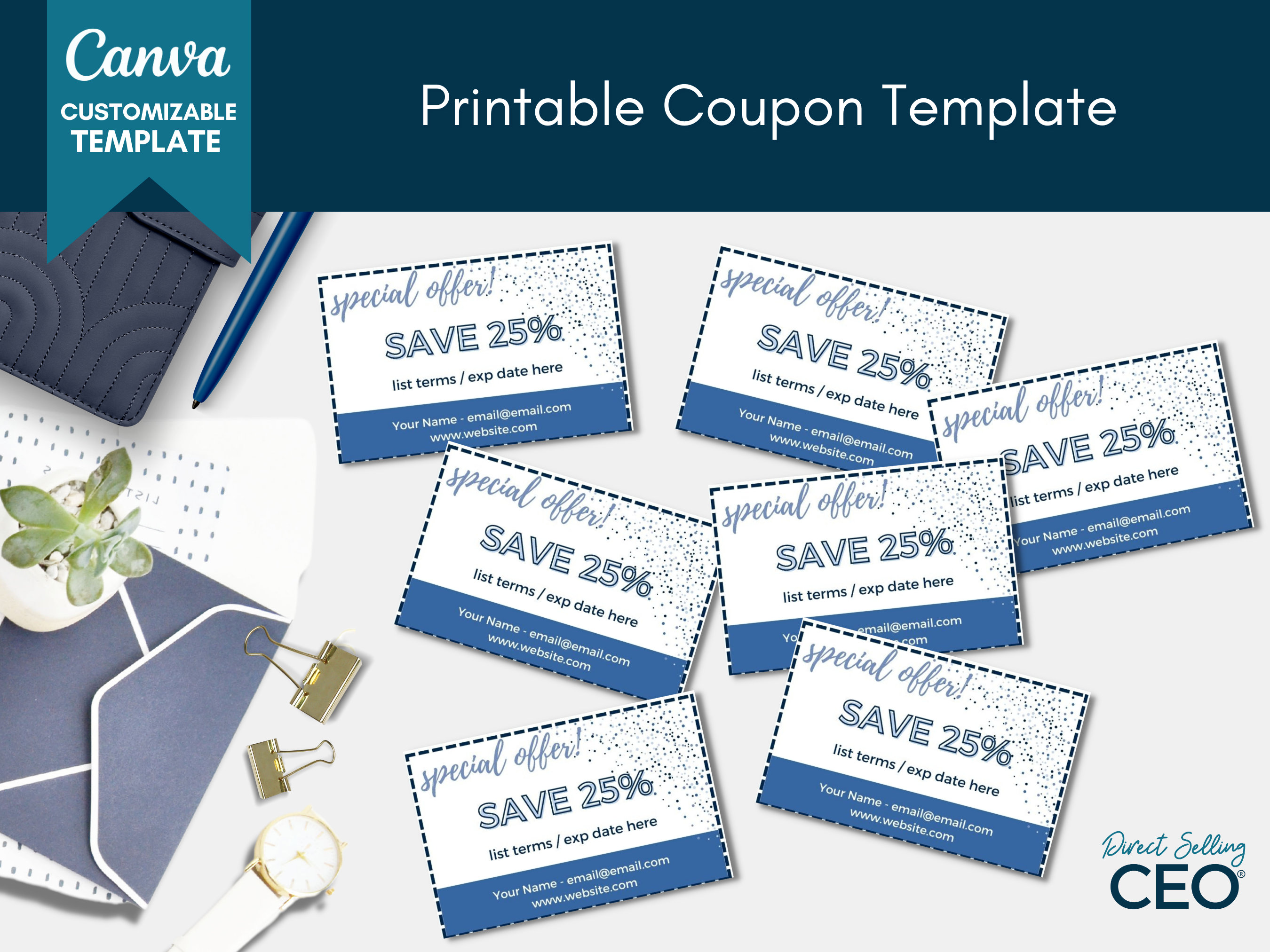 Direct Sales Editable Printable Coupon Template, Canva Coupon Template ...