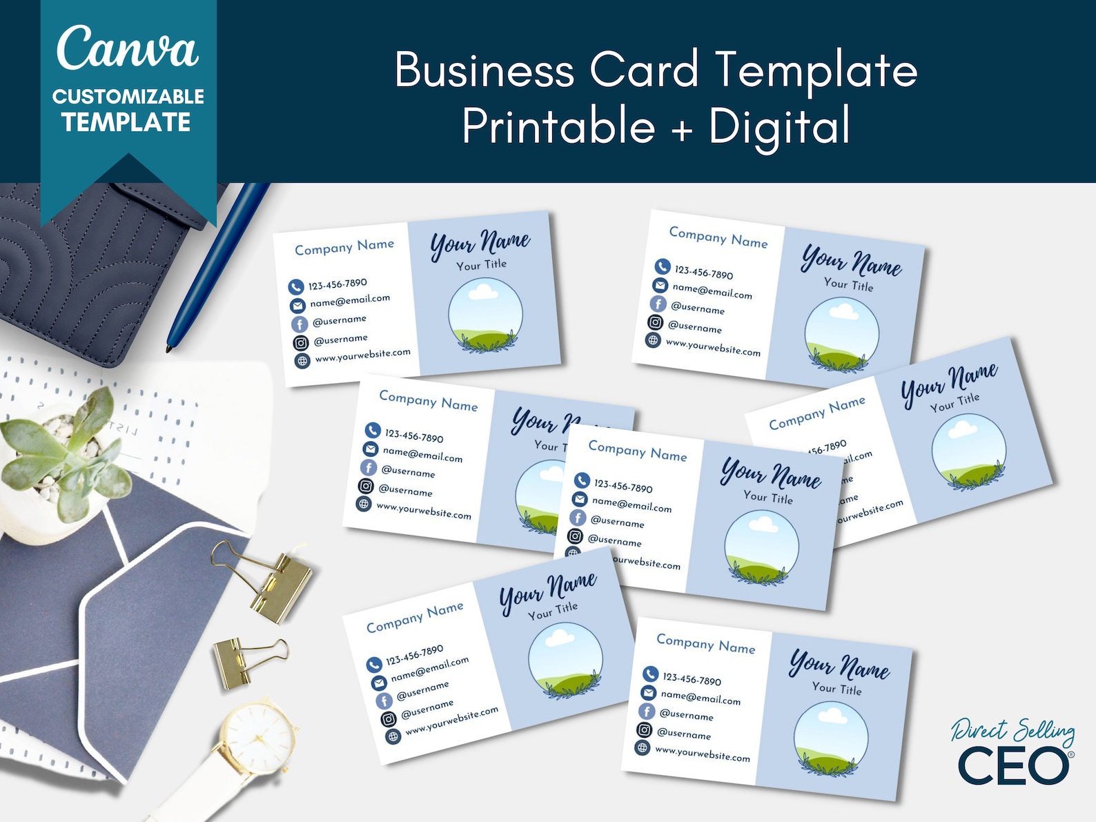 Direct Sales Business Card Canva Template, Editable Business Card ...