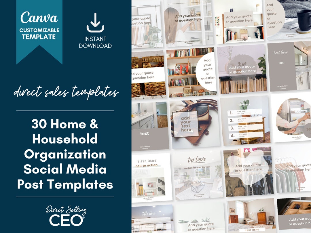 30 Customizable Home Organization Social Media Posts, Organization ...