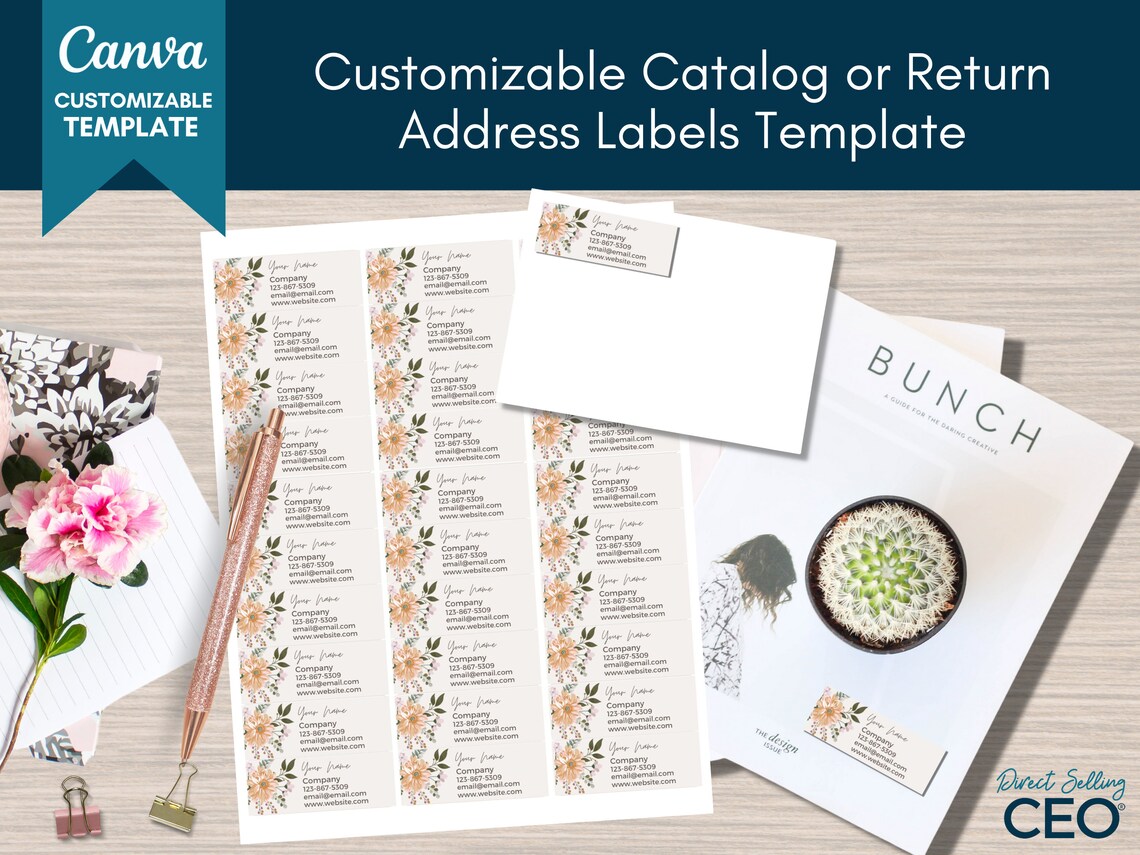 Customizable Catalog Label, Editable Address Label Canva Template ...