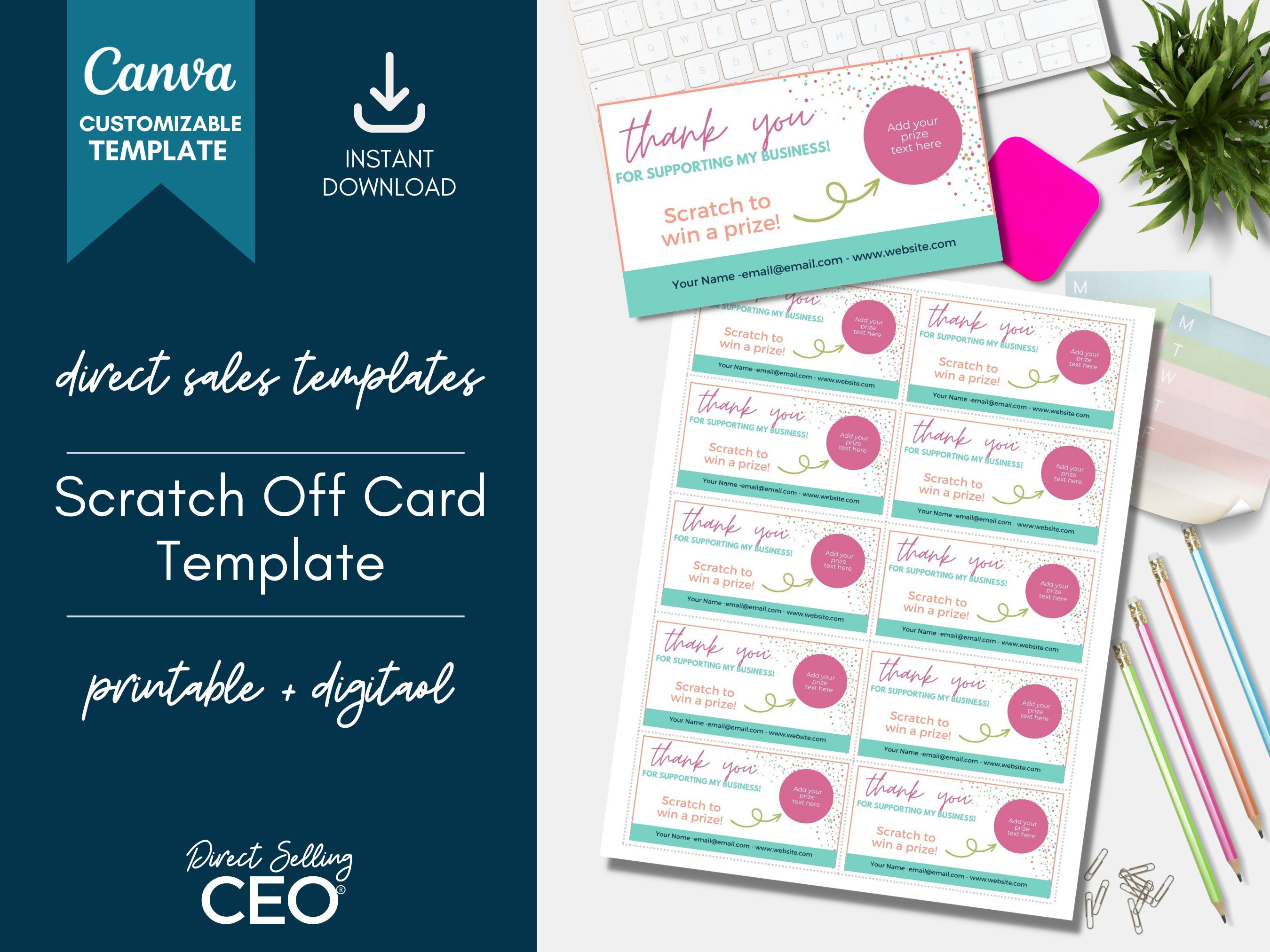 Direct Sales Scratch off Card Template, Printable Scratch off Card ...