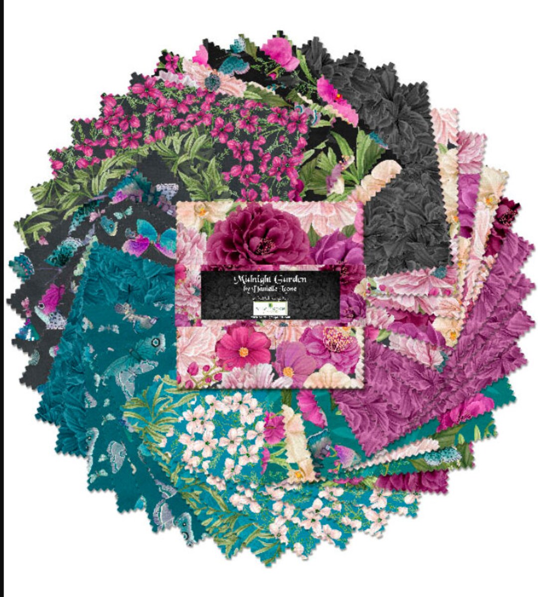 Midnight Garden Charm Pack 42/pkg. - Danielle Leone - Wilmington Prints - Etsy