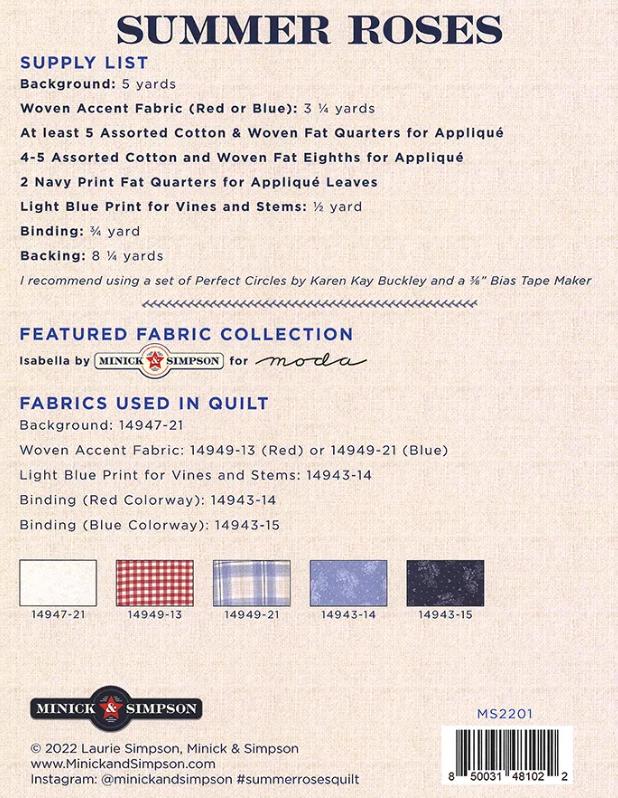 Summer Roses Quilt Pattern - Minick & Simpson - Etsy