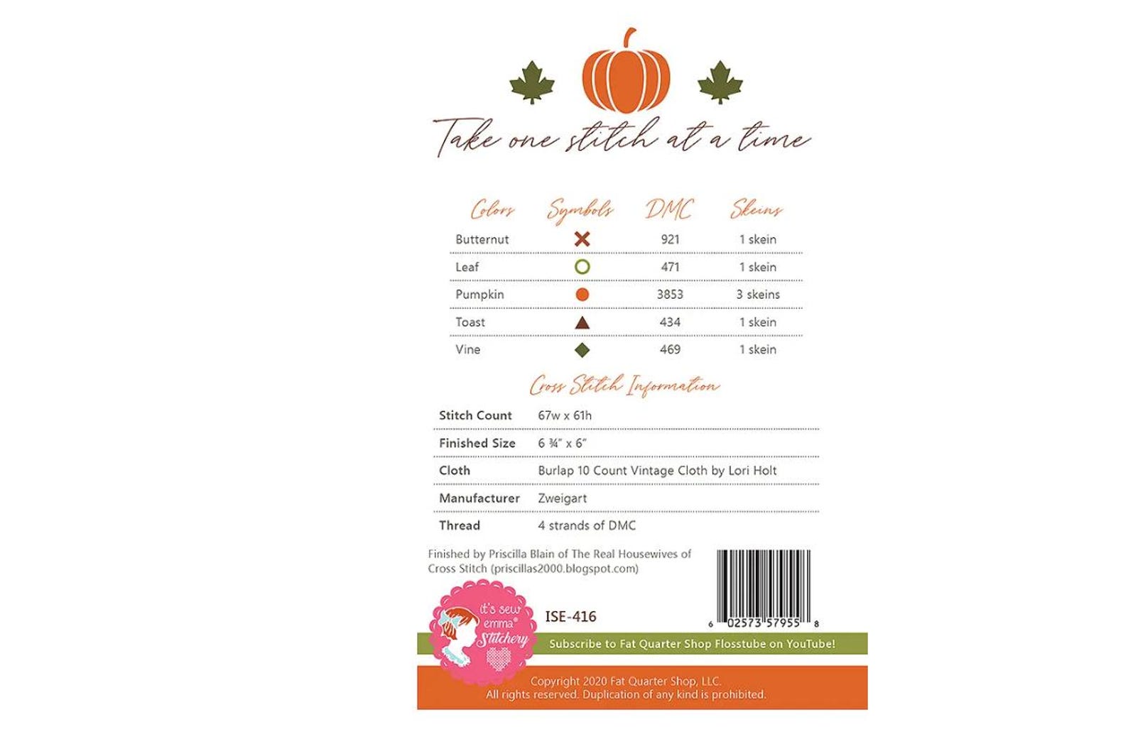 Hey Pumpkin Cross Stitch Pattern - It's Emma - Etsy