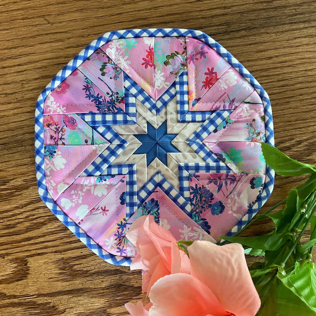 Pink Floral Quilted Folded Star Hot Pad/trivet - Etsy
