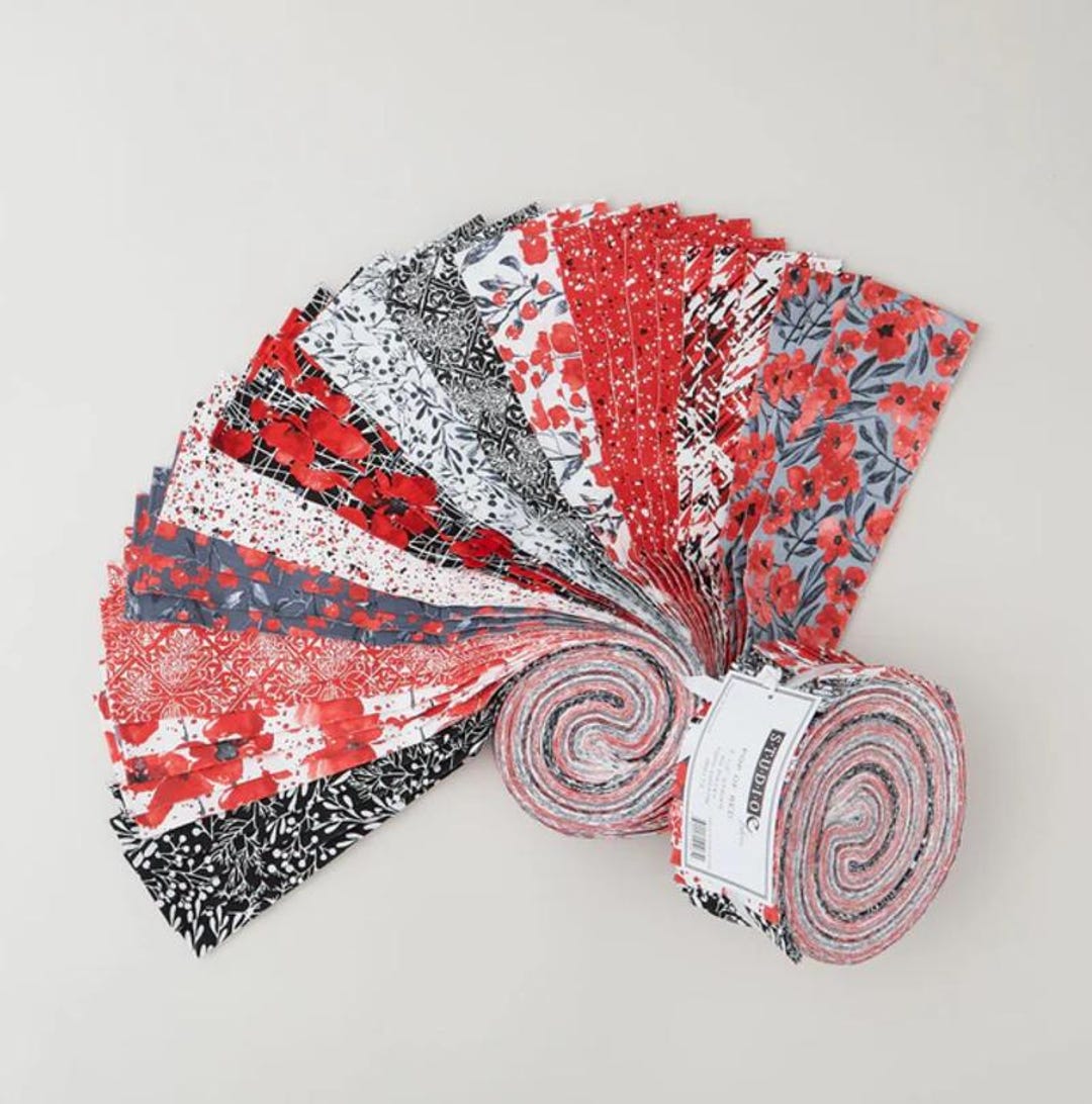 Pop of Red Jelly Roll 40/pkg. Fabric Editions - Etsy