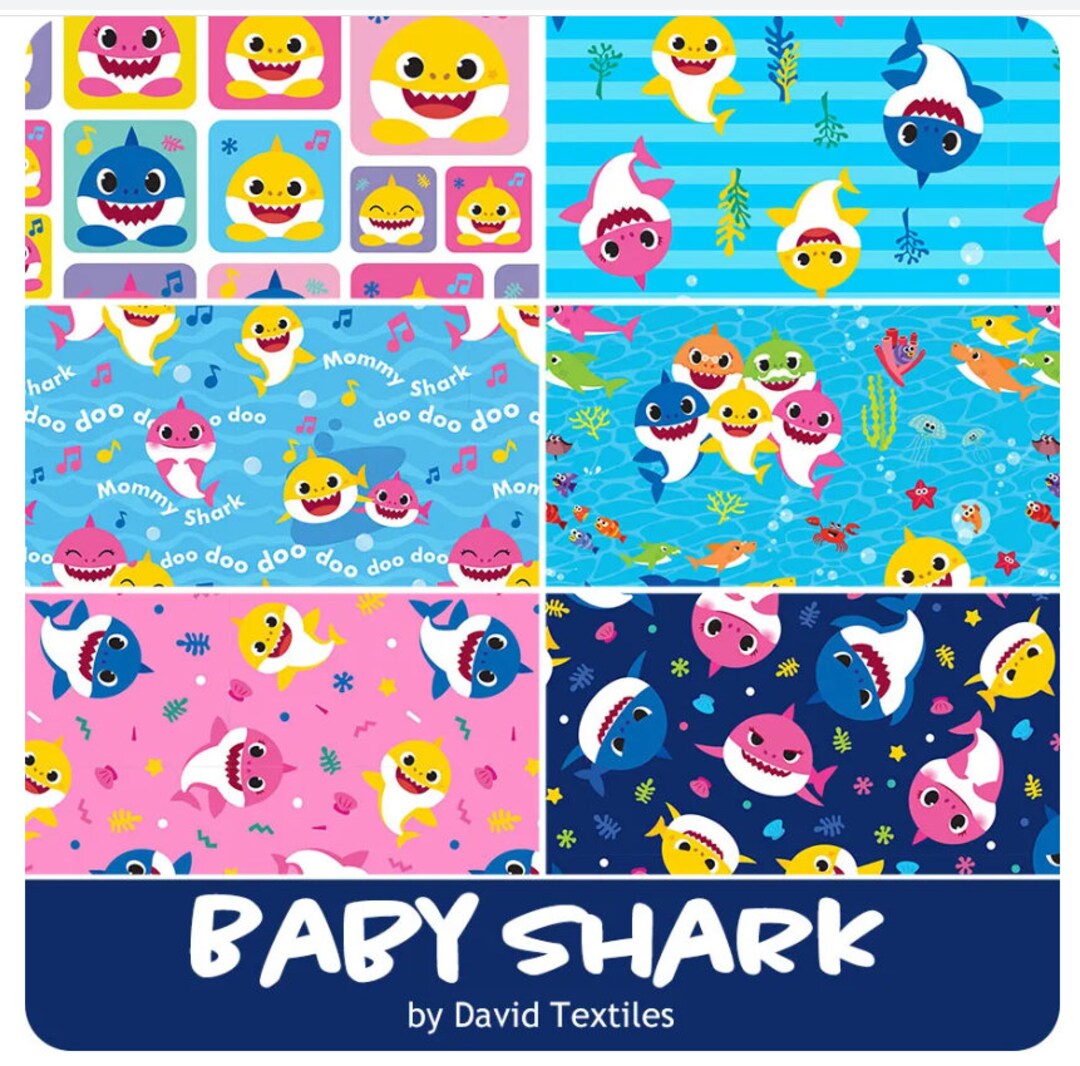 Baby Shark Fabric Half Yard Bundle - David Textiles 6/pkg - Etsy