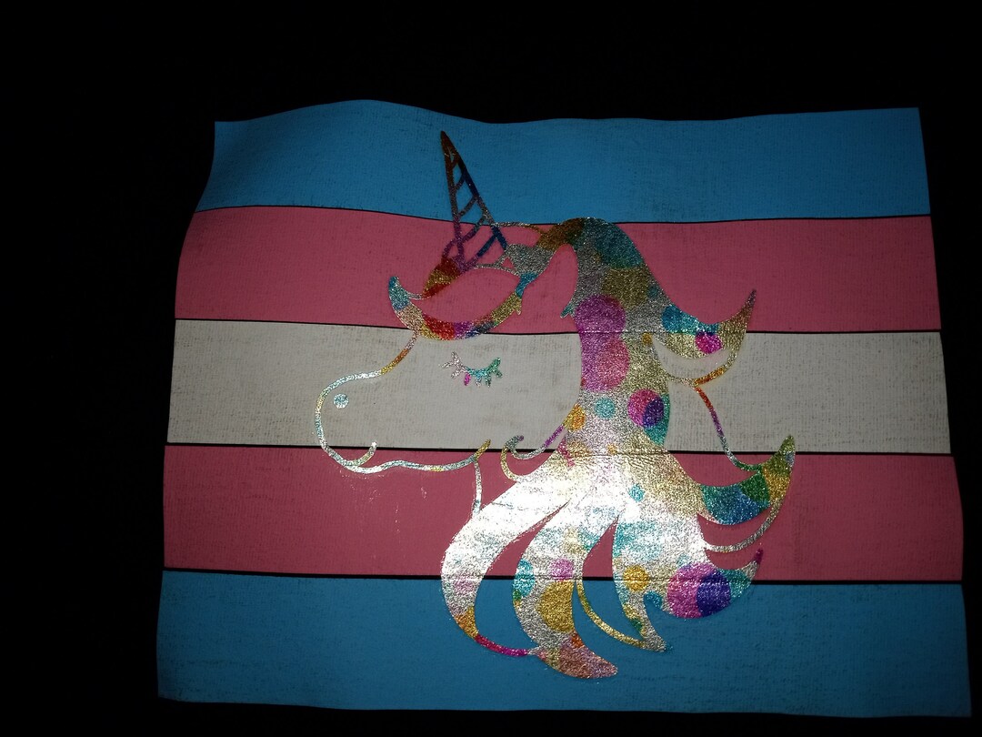 Custom Trans Flag Unicorn Vinyl Sticker, Window Vinyl, Trans Flag ...