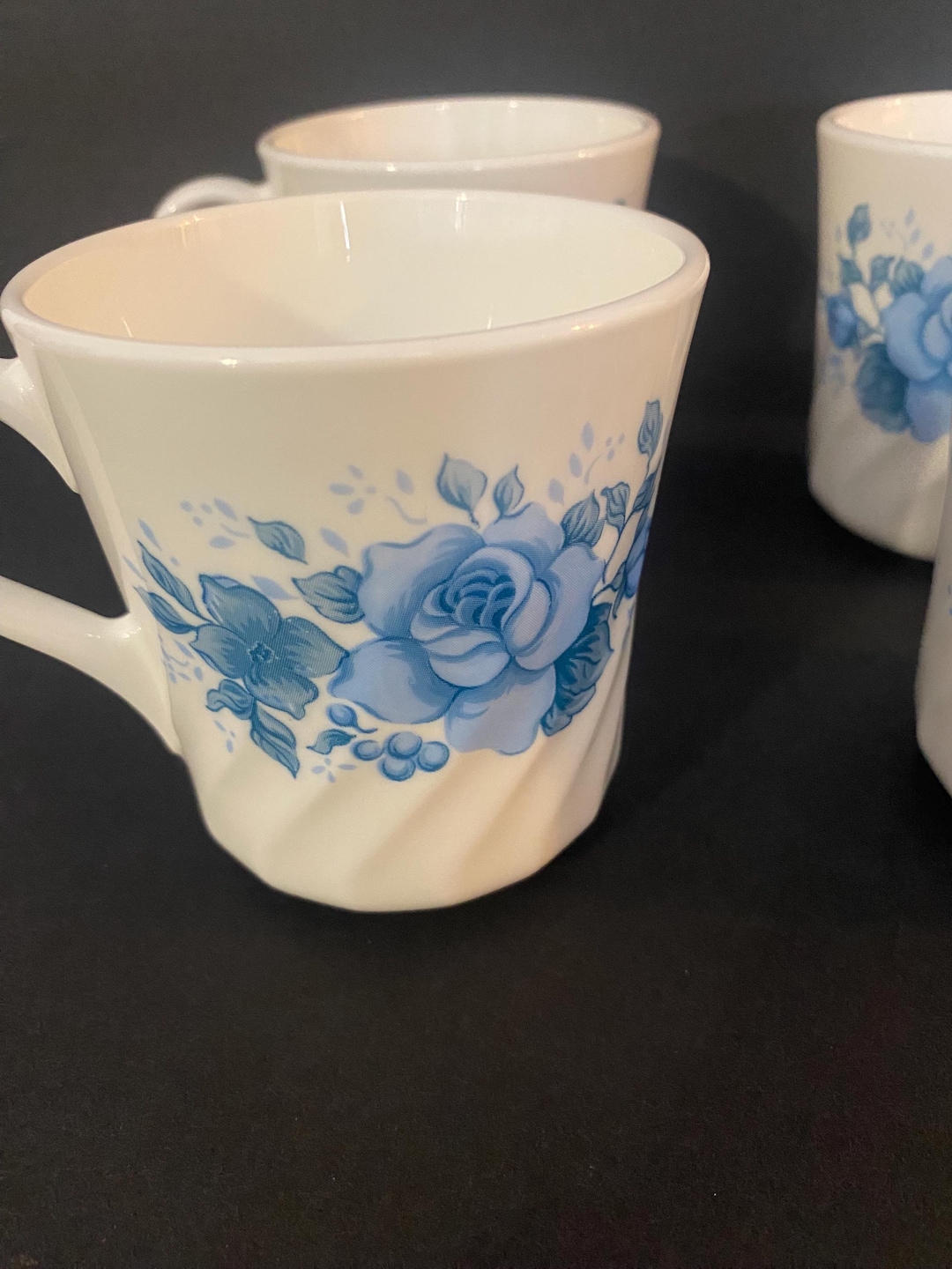Vintage Corning Ware Corelle Blue Velvet Rose Swirl Mugs. - Etsy