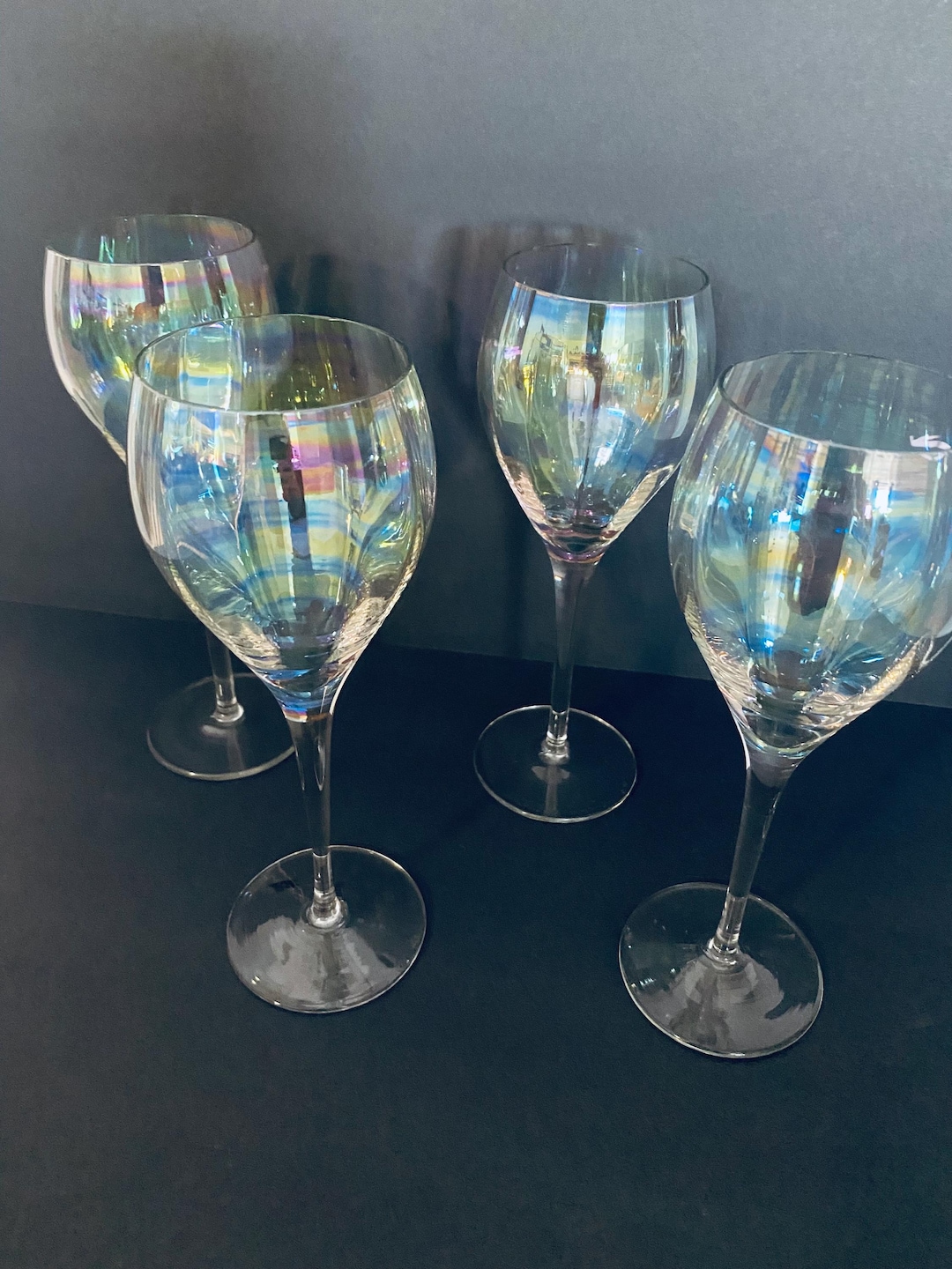 Toscany Iridescent Romania Hand Blown Wine Glasses - Etsy