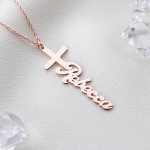 Personalized Cross Name Necklace, Sterling Silver Cross Pendant, Gold ...