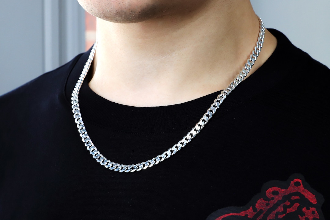 925 Sterling Silver Cuban Link Chain, Solid Silver Unisex Curb Chain ...
