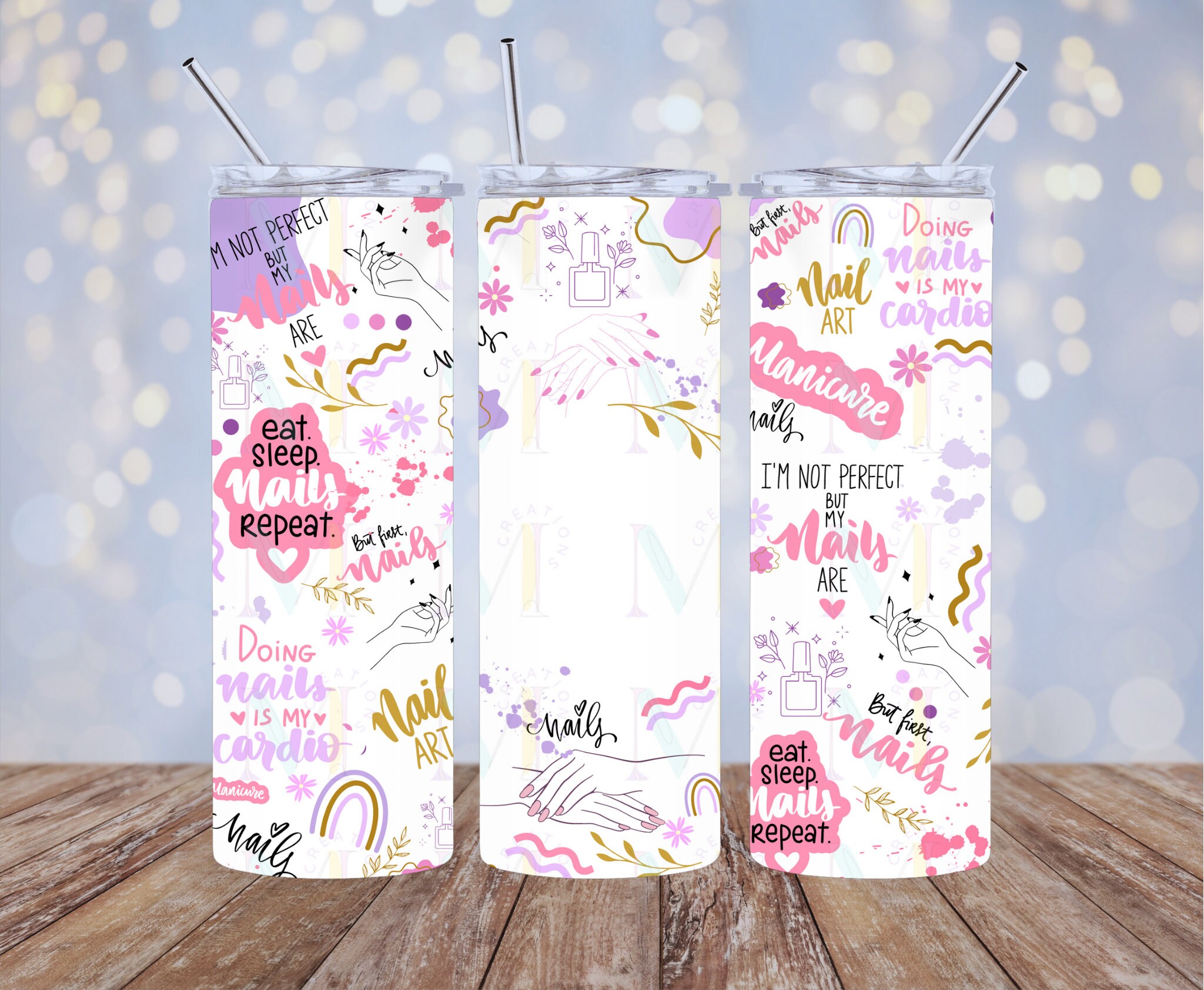 Nail Tech Sublimation Design PNG, Tumbler 20oz - Etsy