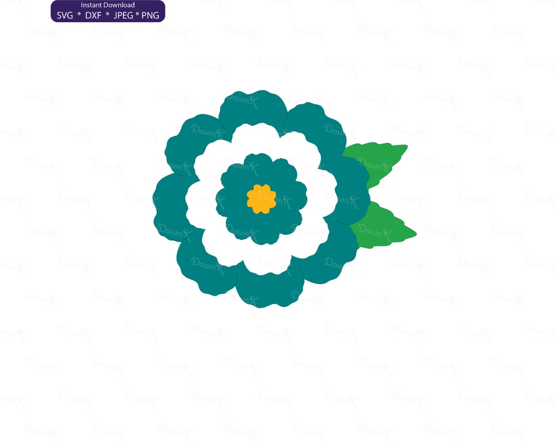 Teal Flower Svg, Svg Flower, Colored Flower Svg, Layered Flower Svg ...