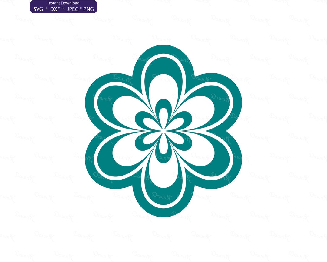 Teal Flower Svg Teal Flower Png Colored Flower Svg Layered - Etsy