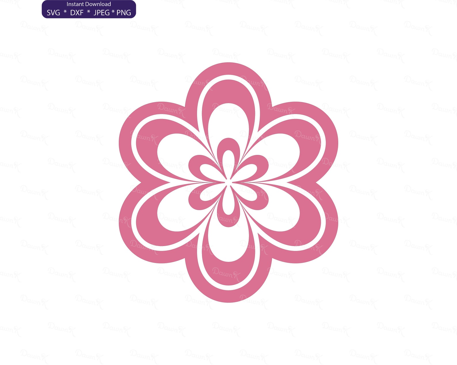 Pink Flower Svg Colored Flower Svg Flower Svg Layered - Etsy